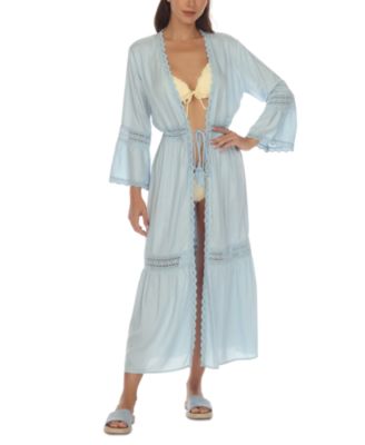 Raviya Women's Open-Front Lace-Inset 3/4-Sleeve Cover-Up - Macy's