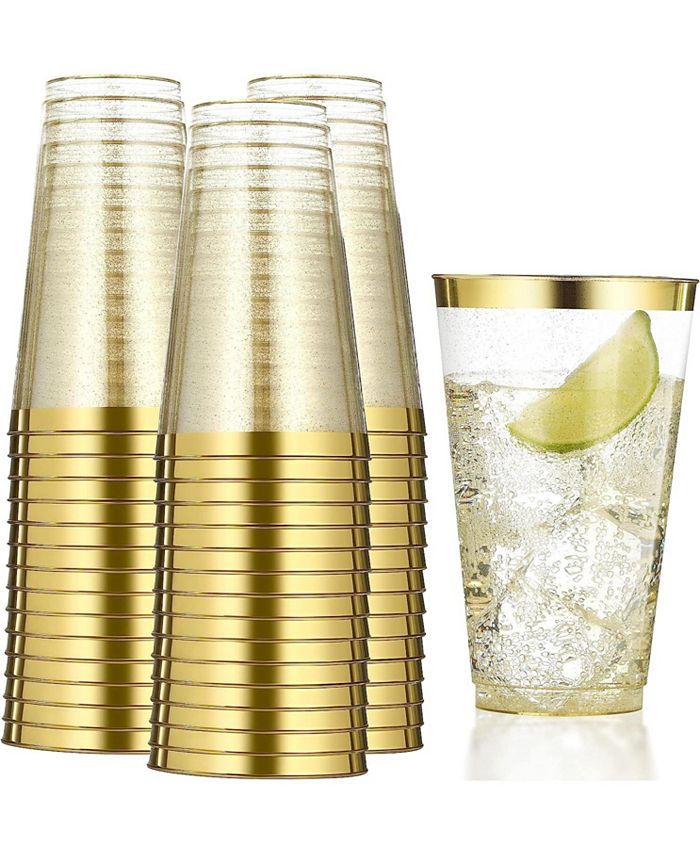 Chateau Fine Tableware 100 Gold Plastic Cups 16 Oz Gold Glitter Plastic ...