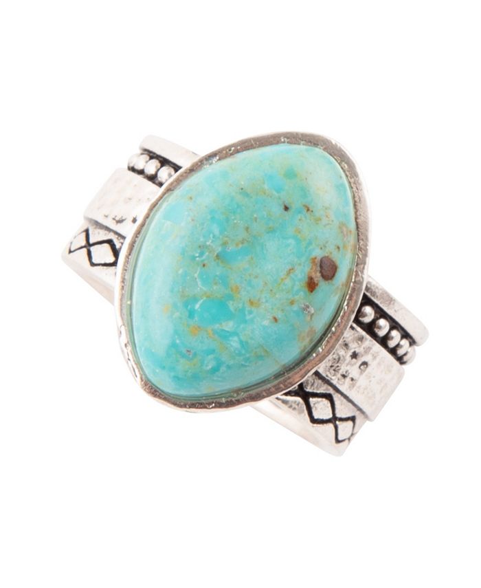 Barse Hammered Genuine Turquoise and Sterling Silver Abstract Ring - Macy's