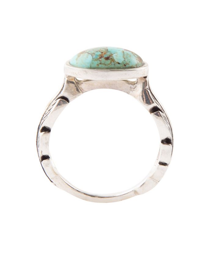 Barse Feather Genuine Turquoise Oval Band Ring - Macy's