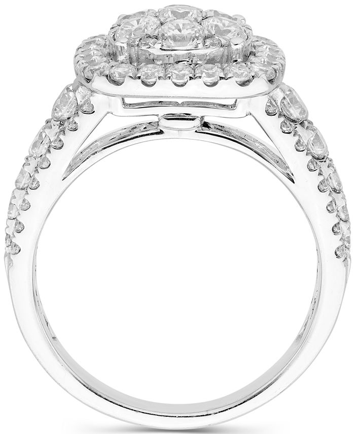 Macy's Diamond Square Shaped Halo Cluster Engagement Ring (2 ct. t.w ...