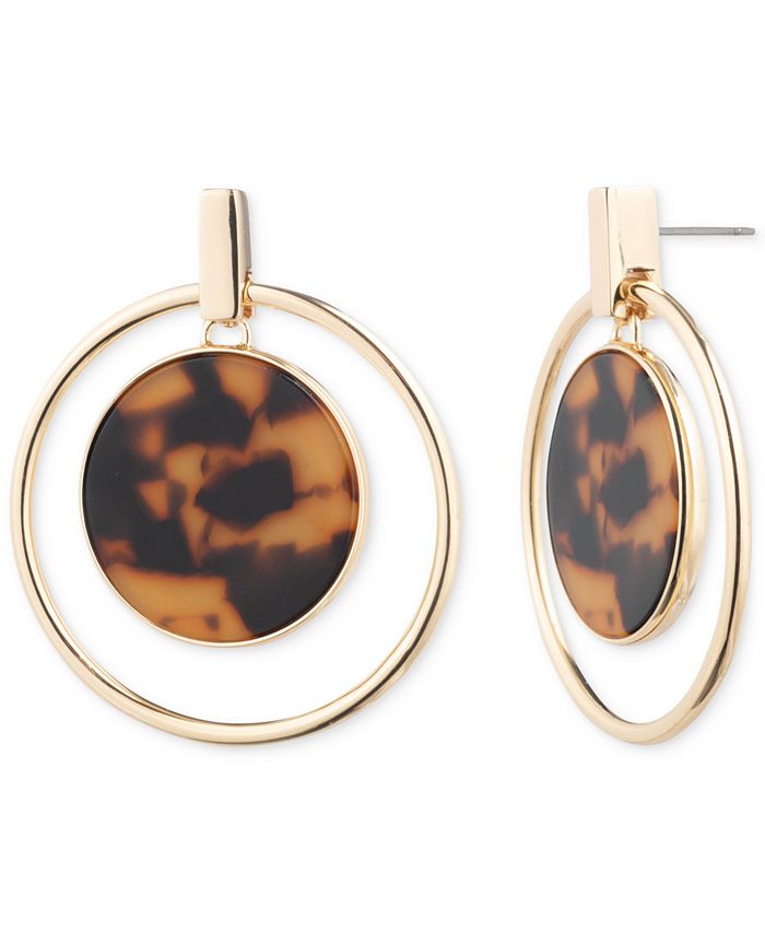 Lauren Ralph Lauren Gold-Tone Tortoise-Look Disc Orbital Drop Earrings - Macy's