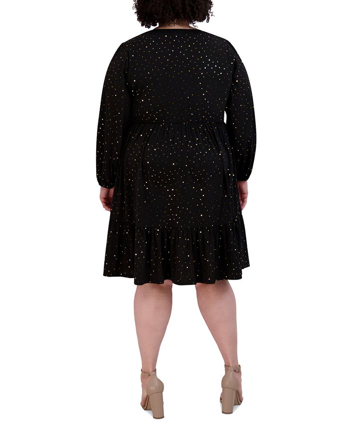 Robbie Bee Plus Size Printed Faux Wrap Long Sleeve Dress Macys