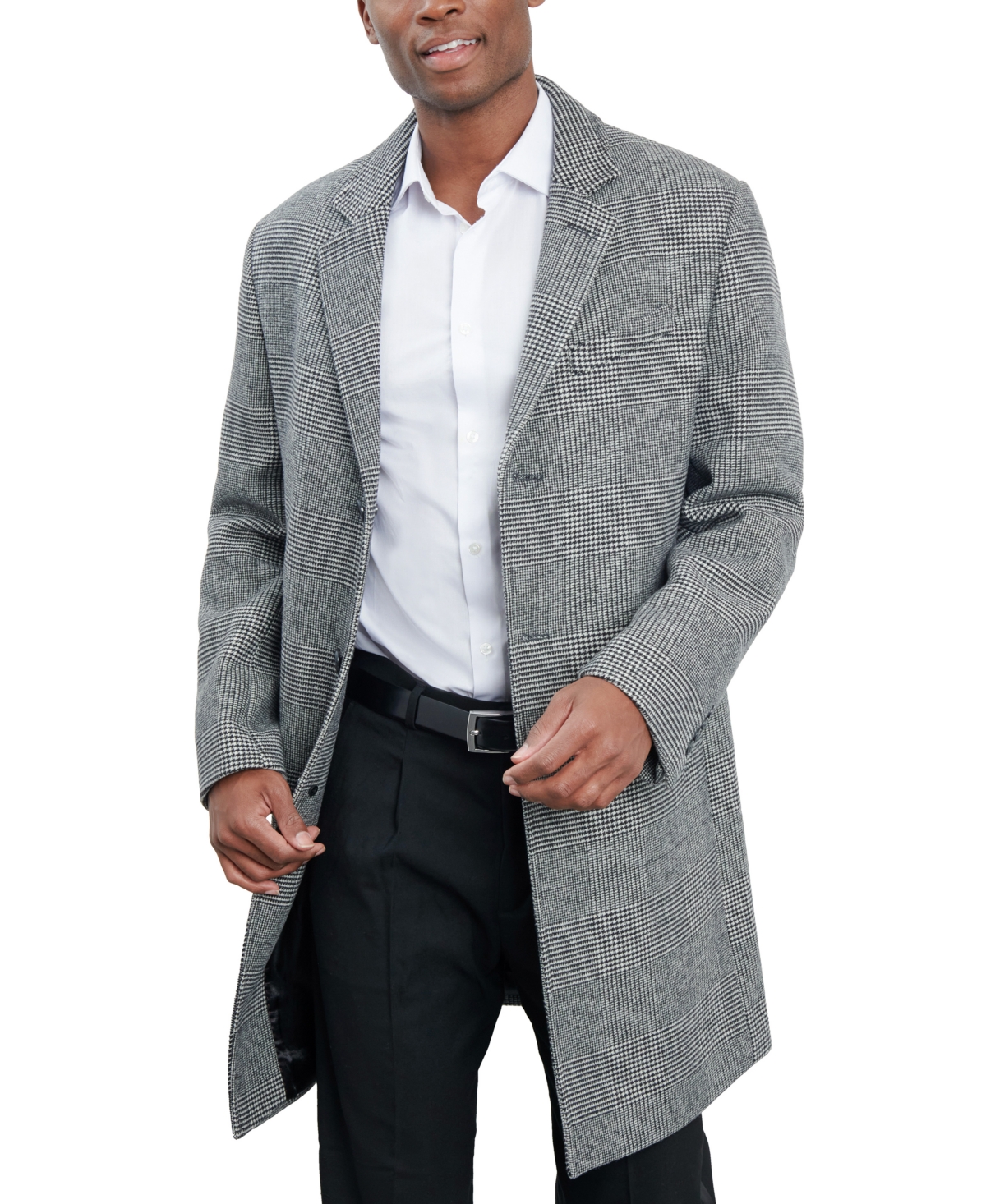 Click here for London Fog Men Signature Wool-Blend Overcoat - Bla... prices