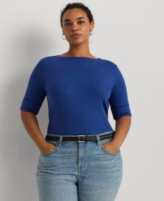 Lauren Ralph Lauren Plus Size Elbow-Sleeve Top - Macy's