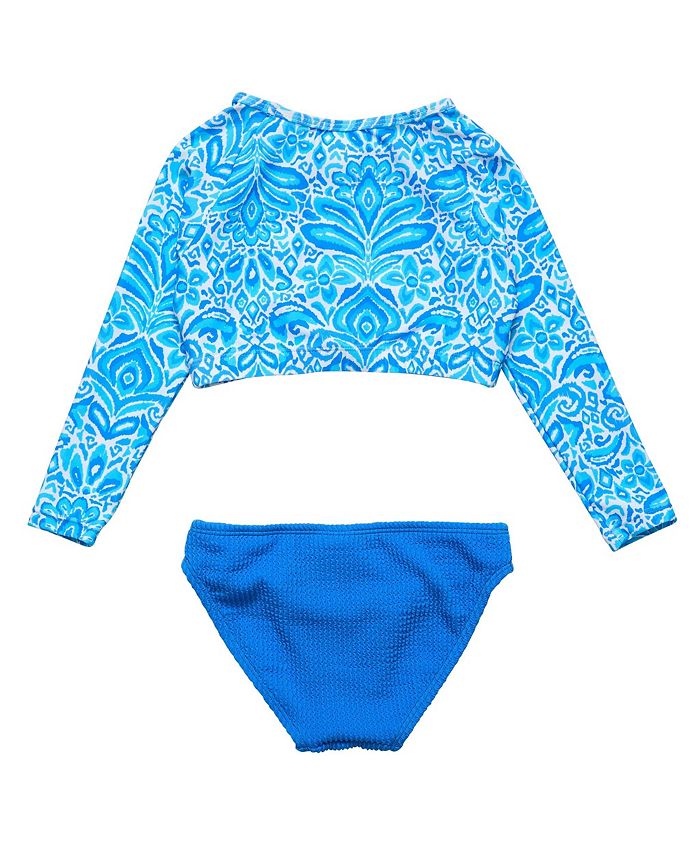 Snapper Rock Toddler, Child Girl Santorini Blue Crop LS Rash Set - Macy's