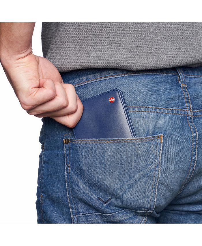 Alpine Swiss Mens Genuine Leather Wallet Passcase Bifold RFID Safe 2 ID ...