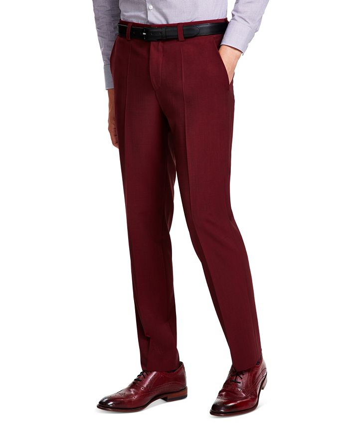 HUGO Men's Modern-Fit Dark Red Suit Trousers - Macy's