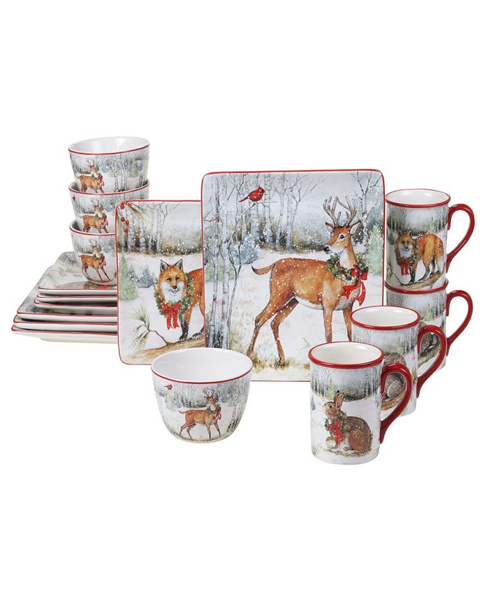 Certified International Winter Forest 16 Piece Dinnerware - Macy's