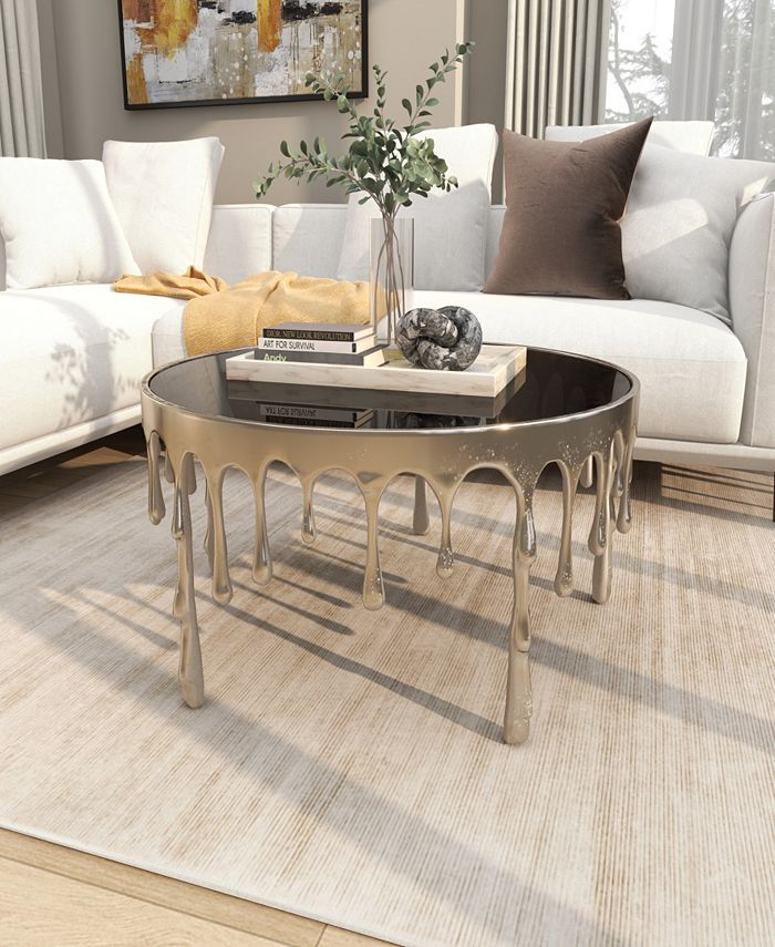 Rosemary Lane Aluminum Drip Coffee Table with Melting Designed Legs and ...