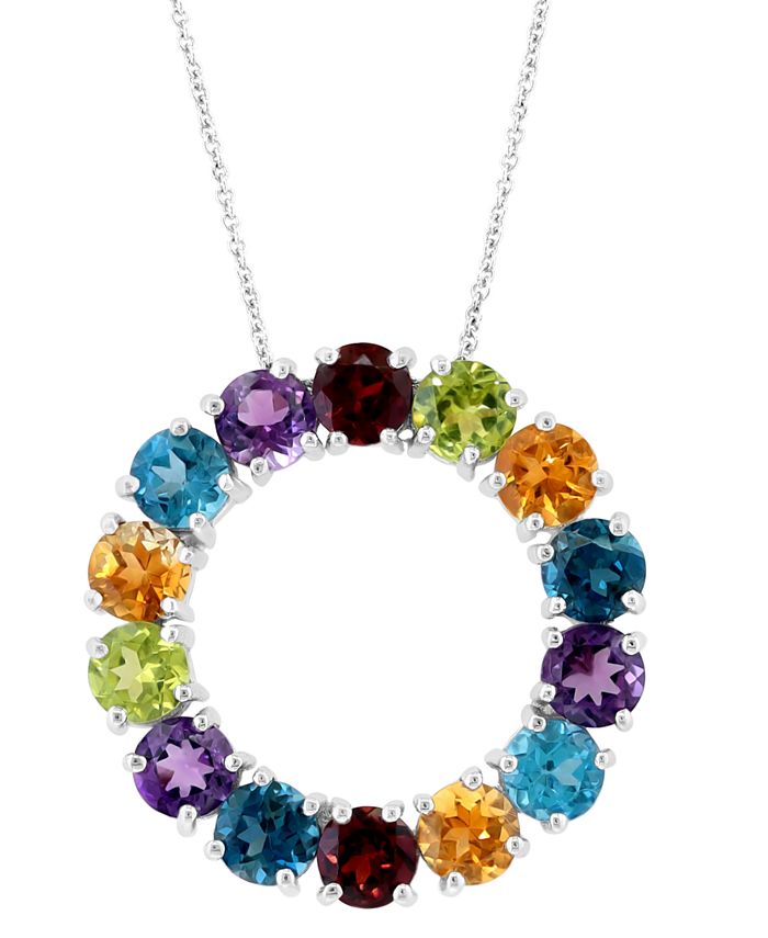 EFFY Collection EFFY® Multi-Gemstone Circle 18" Pendant Necklace (7-3/4 ...