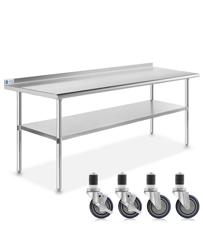 GRIDMANN 72 x 30 Inch Stainless Steel Table w/ Backsplash & 4 Casters ...