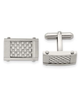 Chisel Stainless Steel Brushed Grey Carbon Fiber Inlay Cufflinks - Macy's