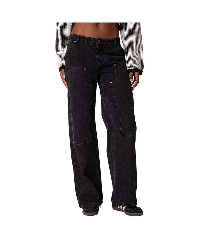 Edikted Women's Ayla low rise carpenter jeans - Macy's