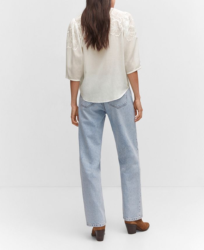 MANGO Women's Floral Embroidered Blouse - Macy's