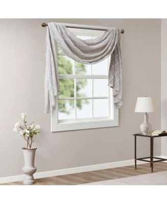 Gracie Mills 1-PC Irina Diamond Sheer Embroidered Window Scarf Drape ...