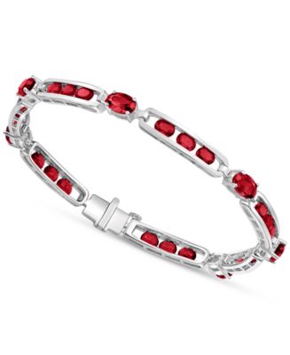 Synthetic Ruby Link Bracelet in Sterling Silver (Also in Synthetic ...