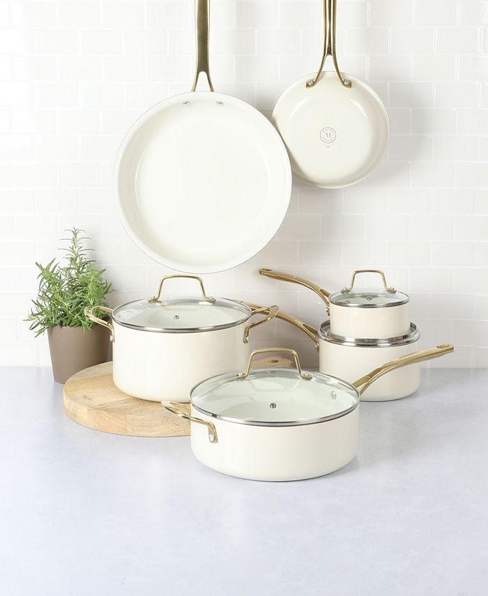 Martha Stewart Collection Lockton Ceramic Interior 10 Piece Cookware ...