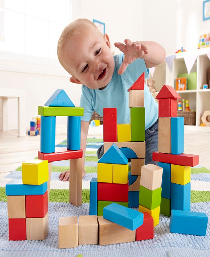 Hape Maple Wood Kids Building 50 Blocks - Macy's