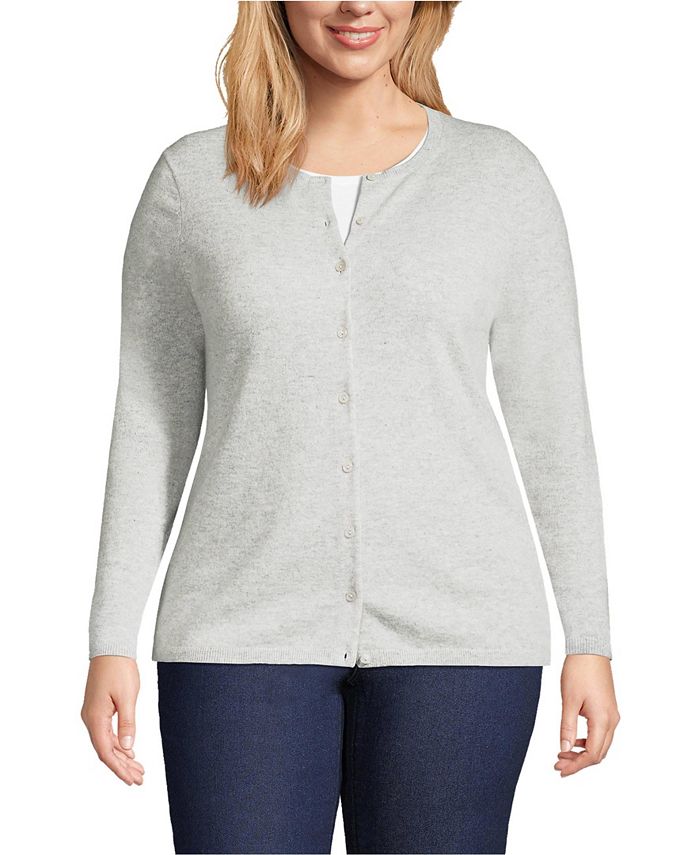 Lands' End Women's Plus Size Cashmere Cardigan Sweater - Macy's