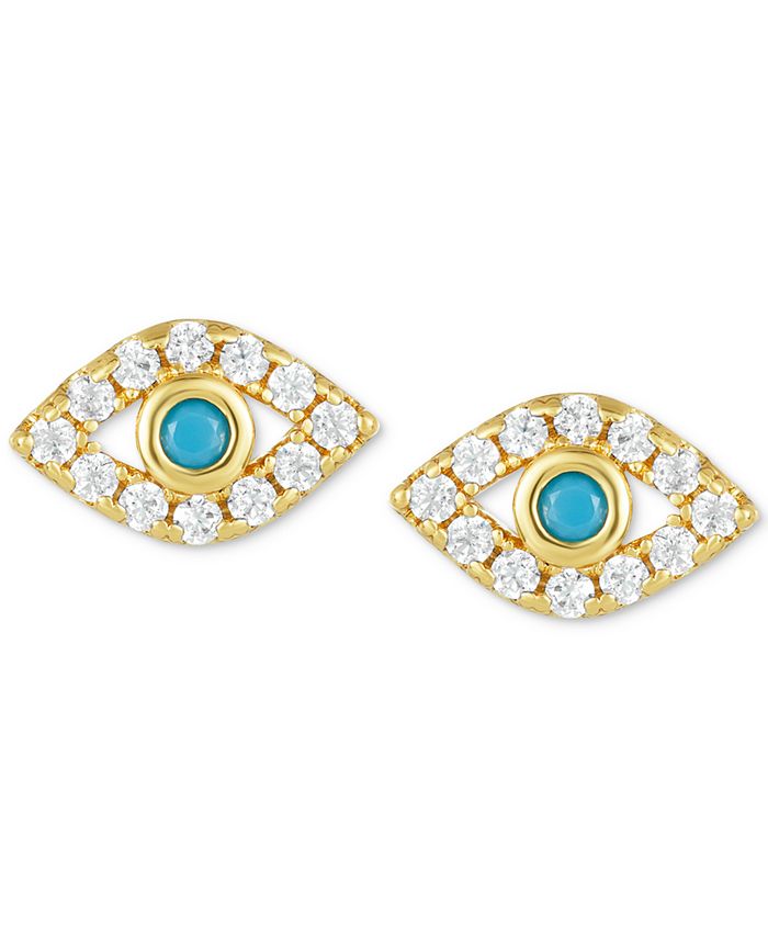 ADORNIA 14k Gold-Plated Evil Eye Stud Earrings - Macy's