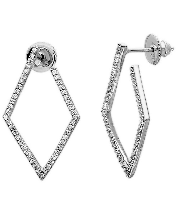ADORNIA Silver-Tone Geometric Wrap Around Hoop Earrings, 1" - Macy's