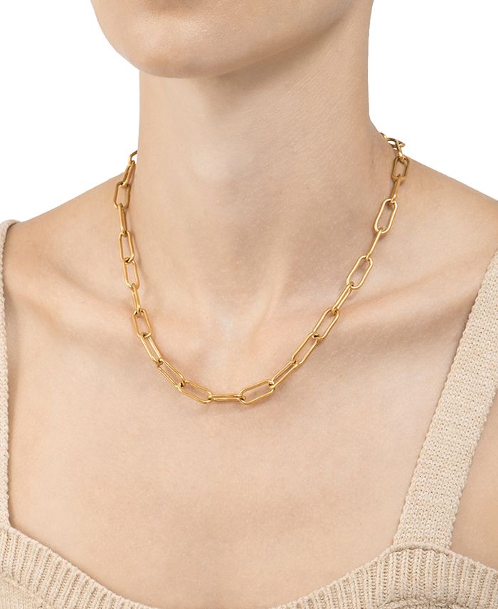 ADORNIA 14k Gold-Plated Wide Chunky Paperclip Chain 18" Necklace - Macy's