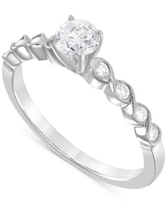 Diamond Scalloped Engagement Ring (5/8 ct. t.w.) in 14k White Gold - Macy's
