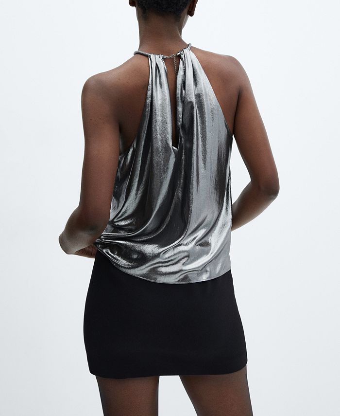 MANGO Women's Metallic Halter Top - Macy's