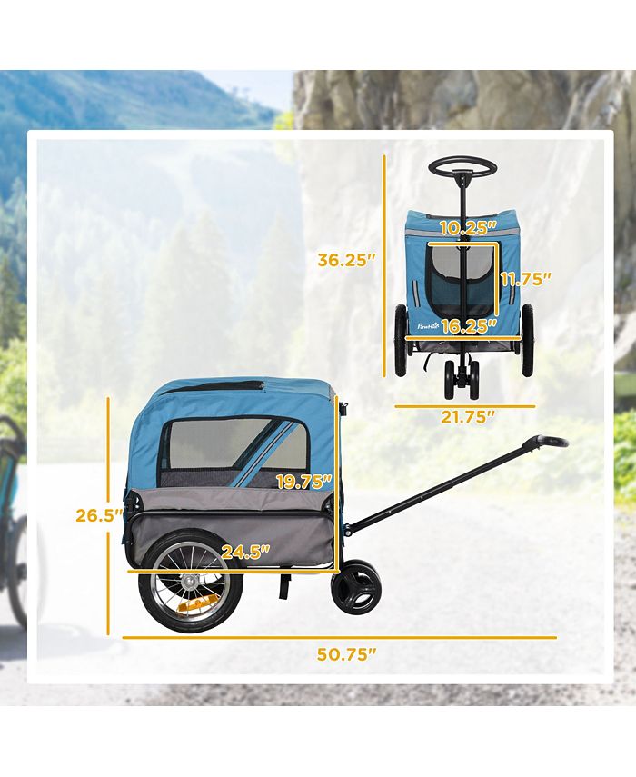 Aosom 2-in-1 Pet Bike Trailer for Small Dogs with Safety Leash, Road ...