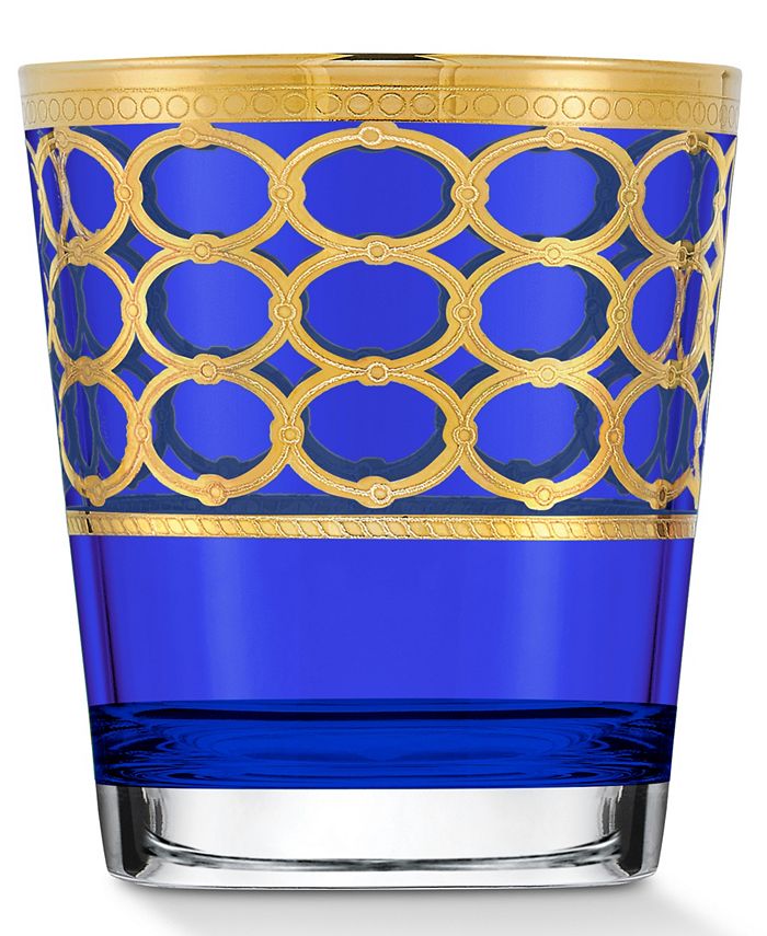 Lorren Home Trends Cobalt Blue Double Old Fashion with Gold-Tone Rings ...