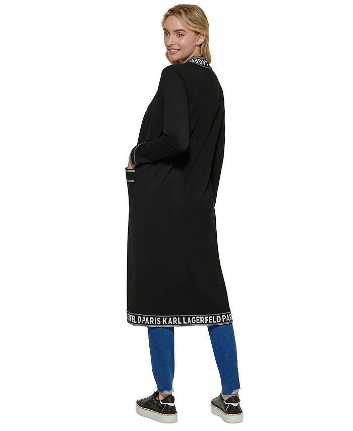 KARL LAGERFELD PARIS Women's Signature Open Duster Cardigan - Macy's