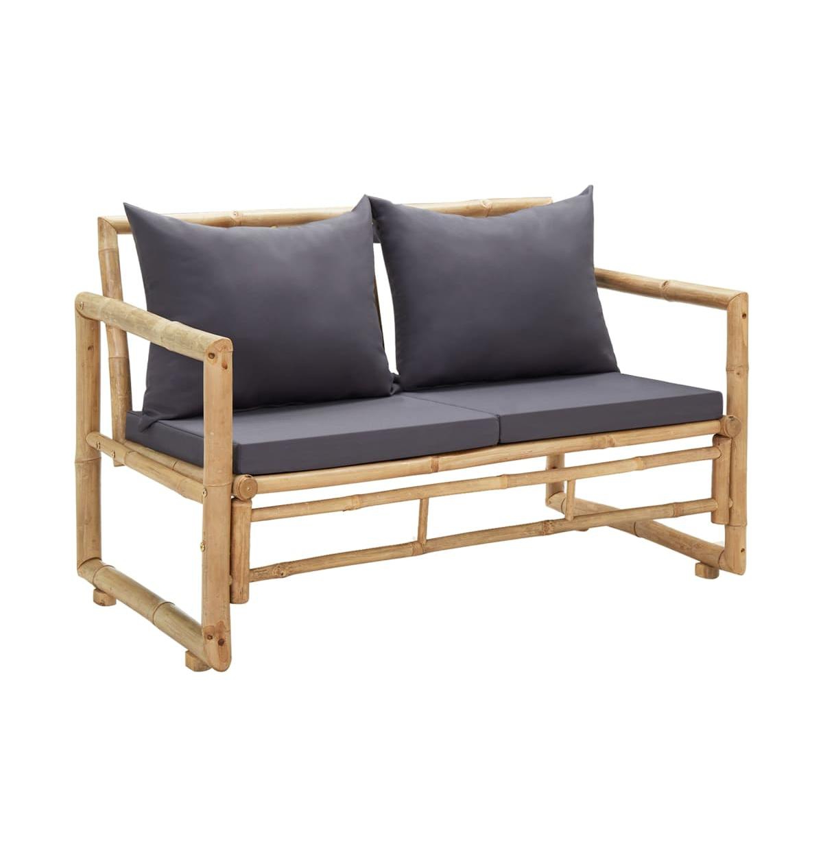 Click here for Patio Bench with Cushions 45.3 Bamboo - Gray prices