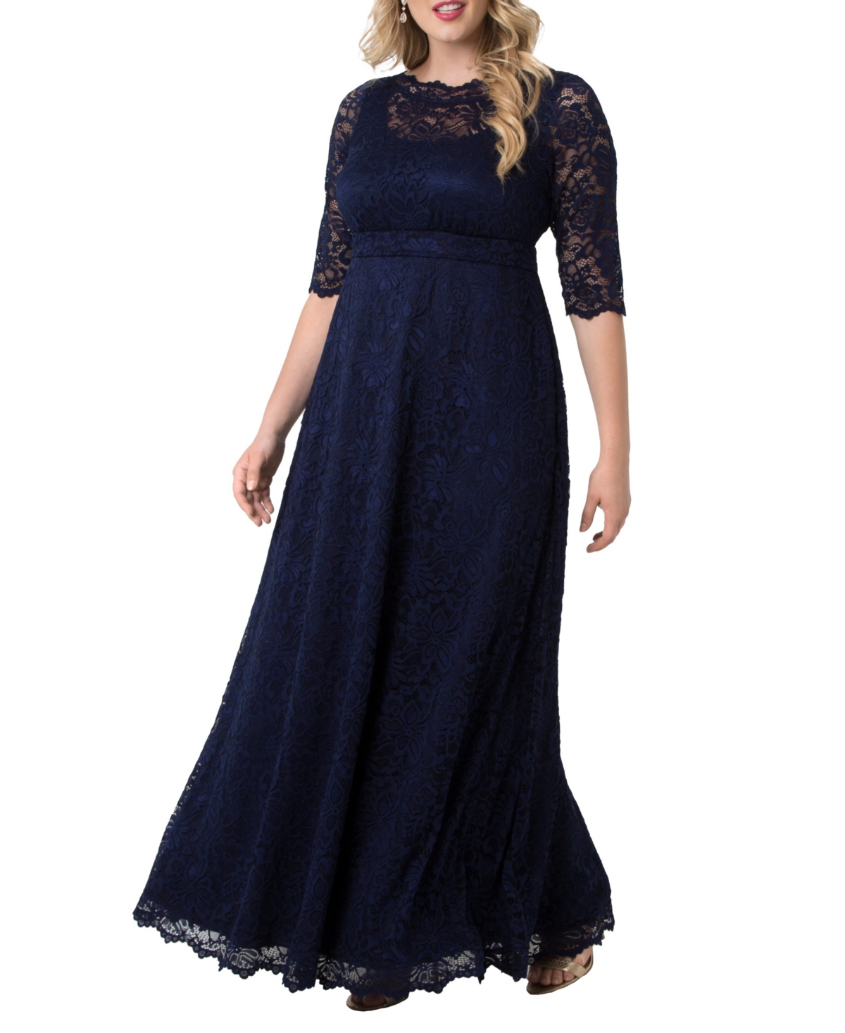 Click here for Kiyonna Plus Size WomensPlus Leona Lace Long Forma... prices