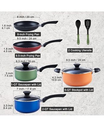 Cook N Home Stay Cool Handle, Multicolor 10-Piece Nonstick Cookware Set ...