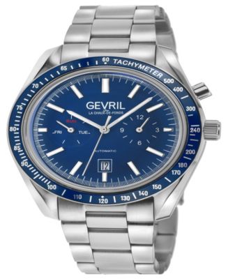 Gevril Men's Lenox Silver-Tone Stainless Steel Watch 44mm - Macy's