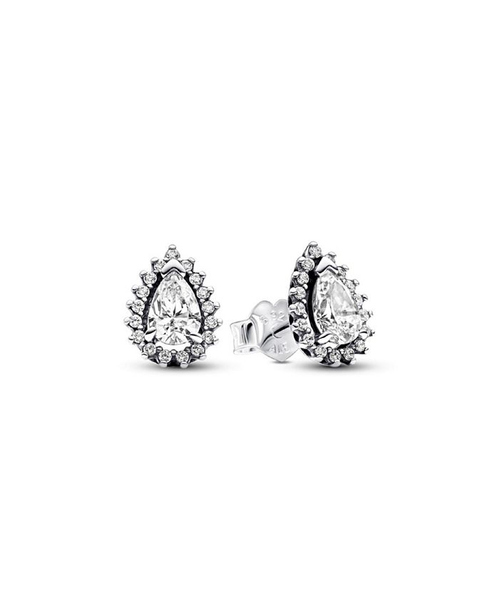Pandora Sparkling Pear Halo Necklace and Matching Stud Earrings Gift ...