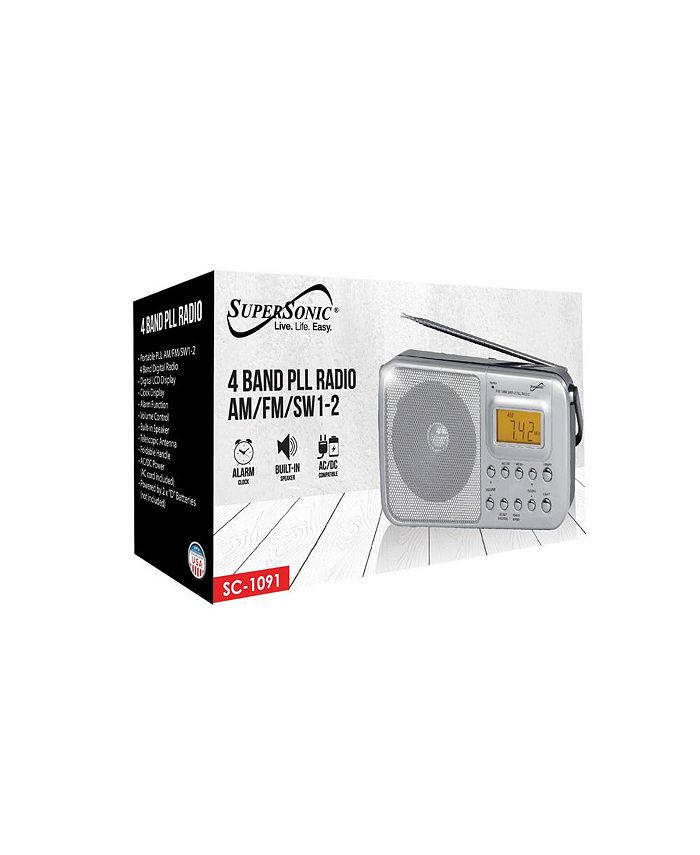 Supersonic 4 Band AM/FM/SW1-2 PLL Radio - Silver - Macy's