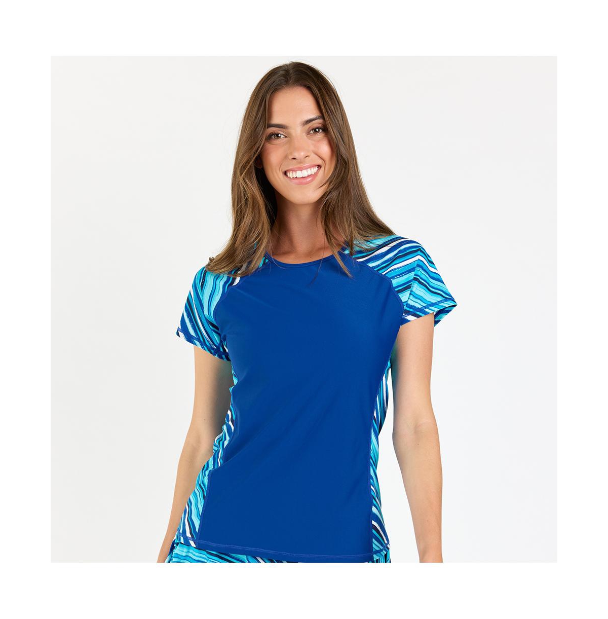 Click here for Calypsa Womens Loose Fit Adele Swim Top - Marine/p... prices