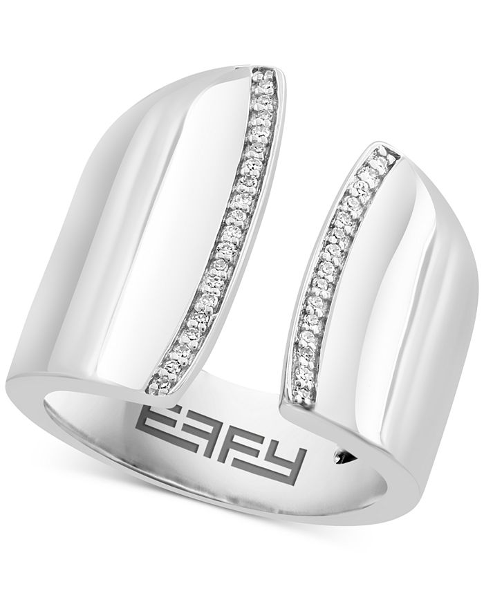 EFFY Collection EFFY® Diamond Wide Cuff Ring (1/10 ct. t.w.) in Sterling Silver - Macy's