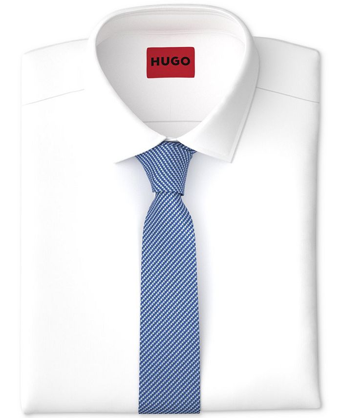 HUGO Men's Skinny Silk Jacquard Tie - Macy's