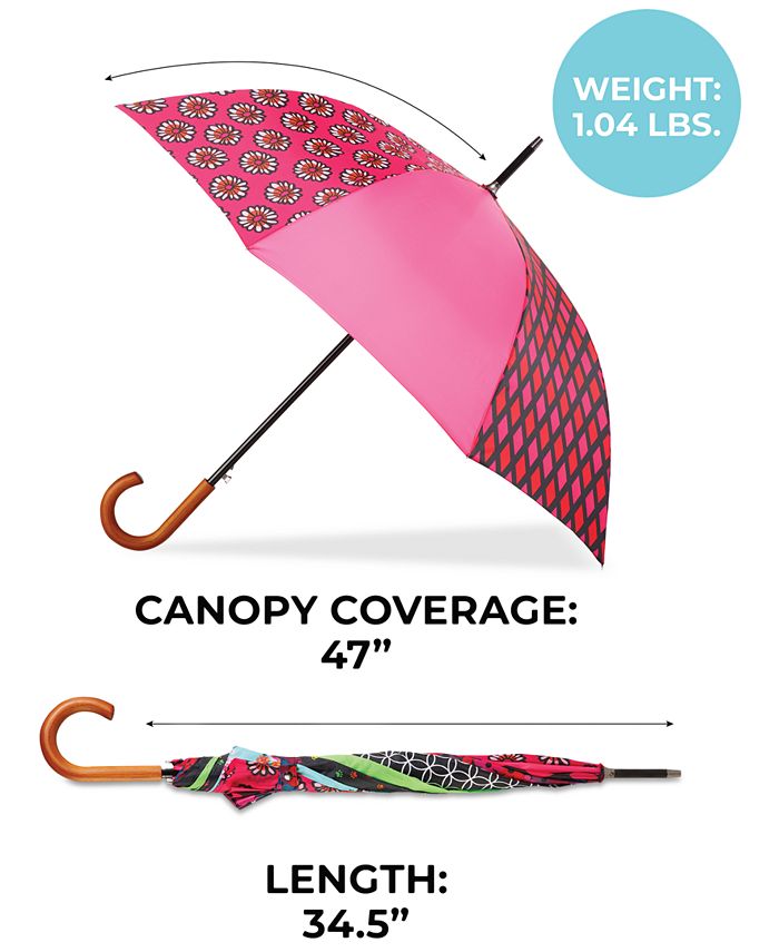 Totes Patchwork Auto Open Stick Umbrella - Macy's