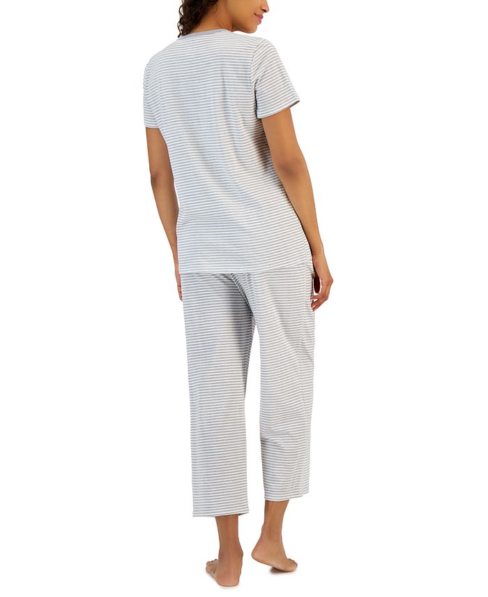 Charter Club Women's 2-Pc. Cotton Printed Cropped Pajamas Set, Created ...