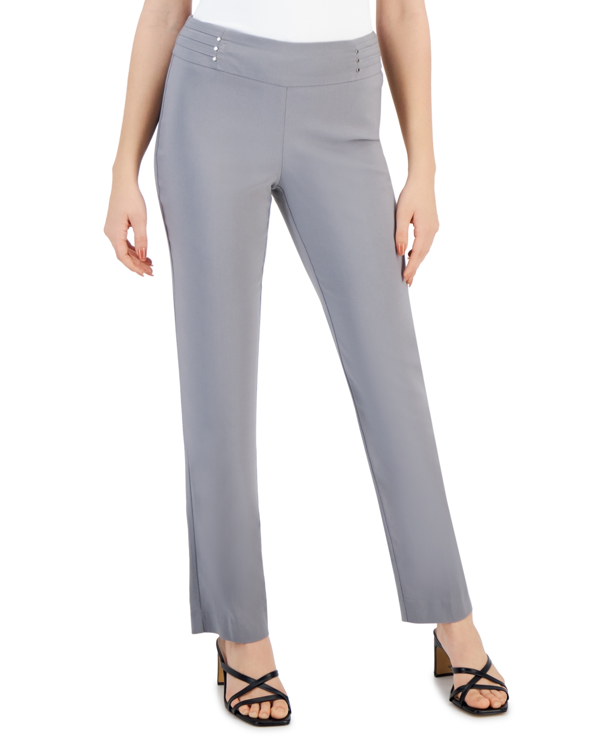 Click here for Jm Collection Petite Studded-Rivet Straight-Leg Pa... prices
