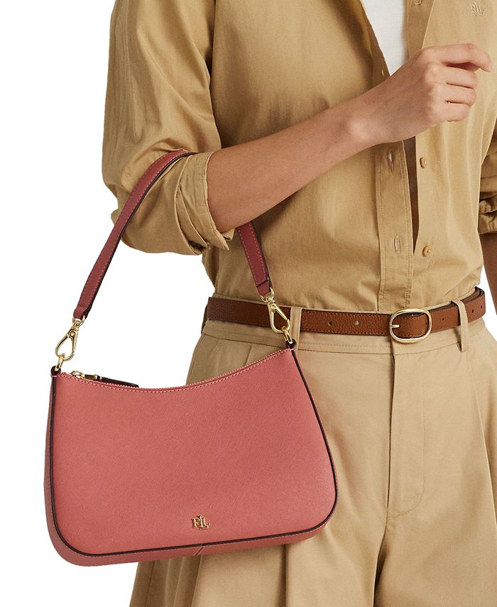 Lauren Ralph Lauren Women's Crosshatch Leather Medium Danni Shoulder ...