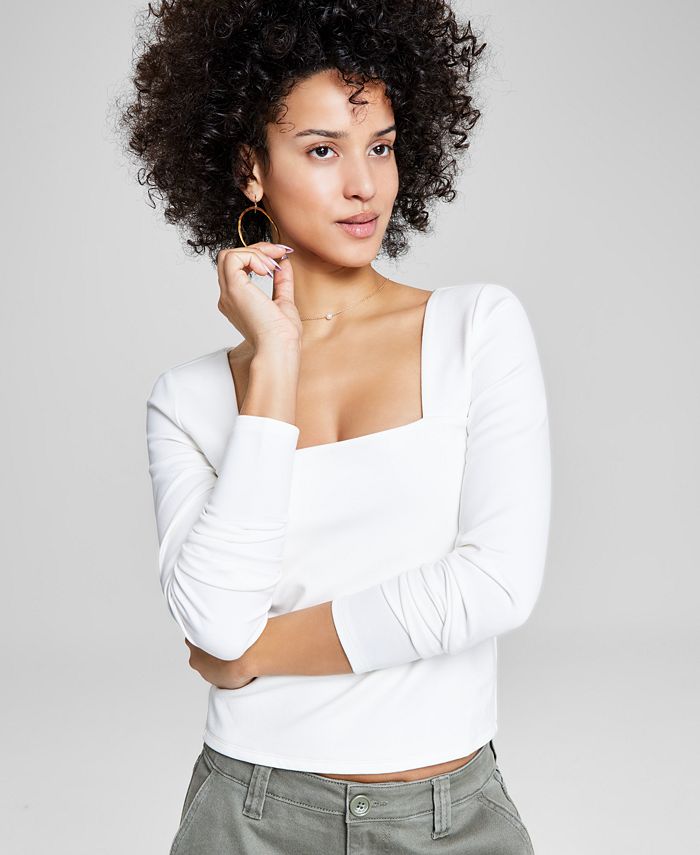 And Now This Women's Square-Neck Long-Sleeve Top, Created for Macy's ...