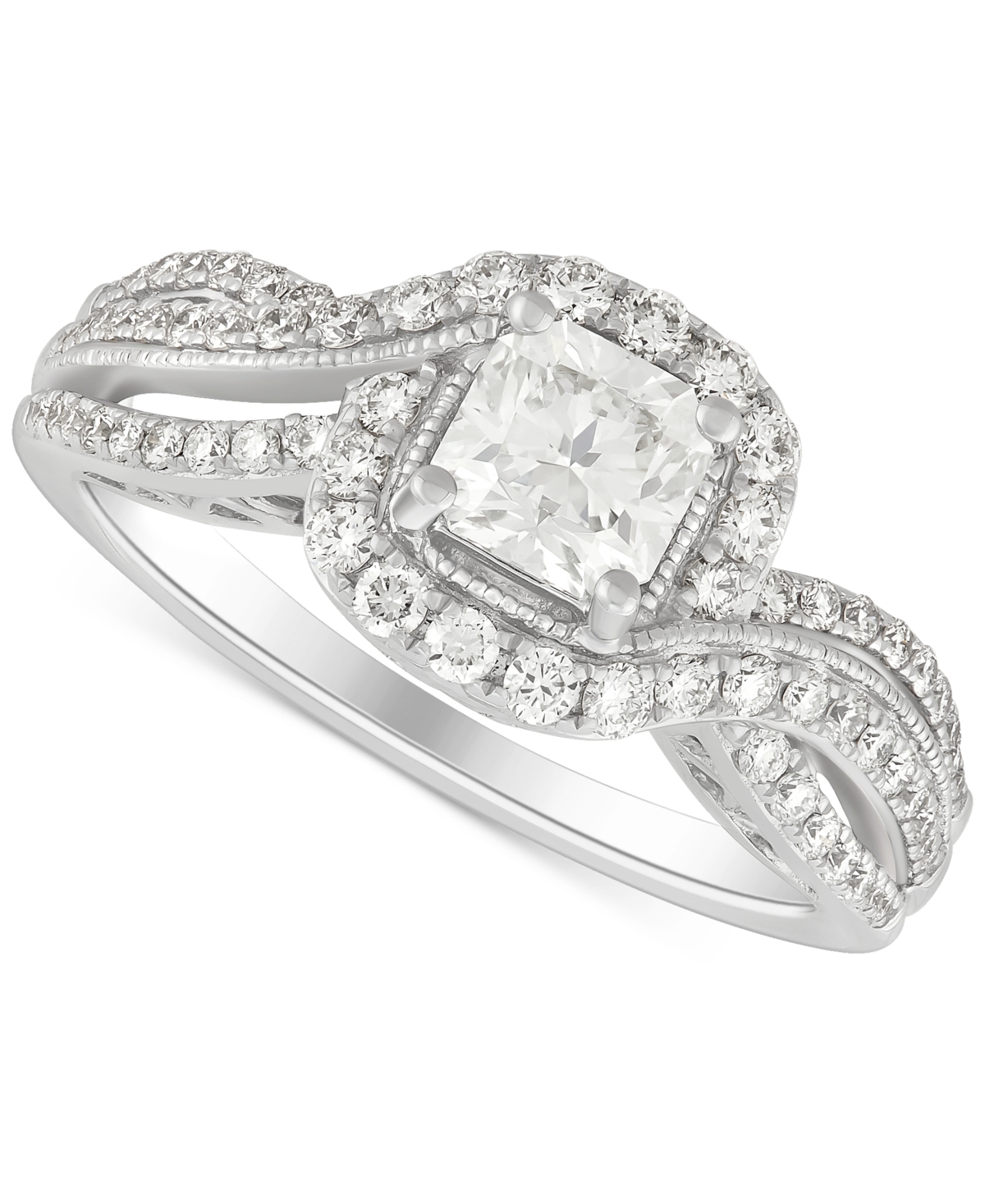 Click here for Diamond Princess-Cut Diamond Halo Swirl Engagement... prices