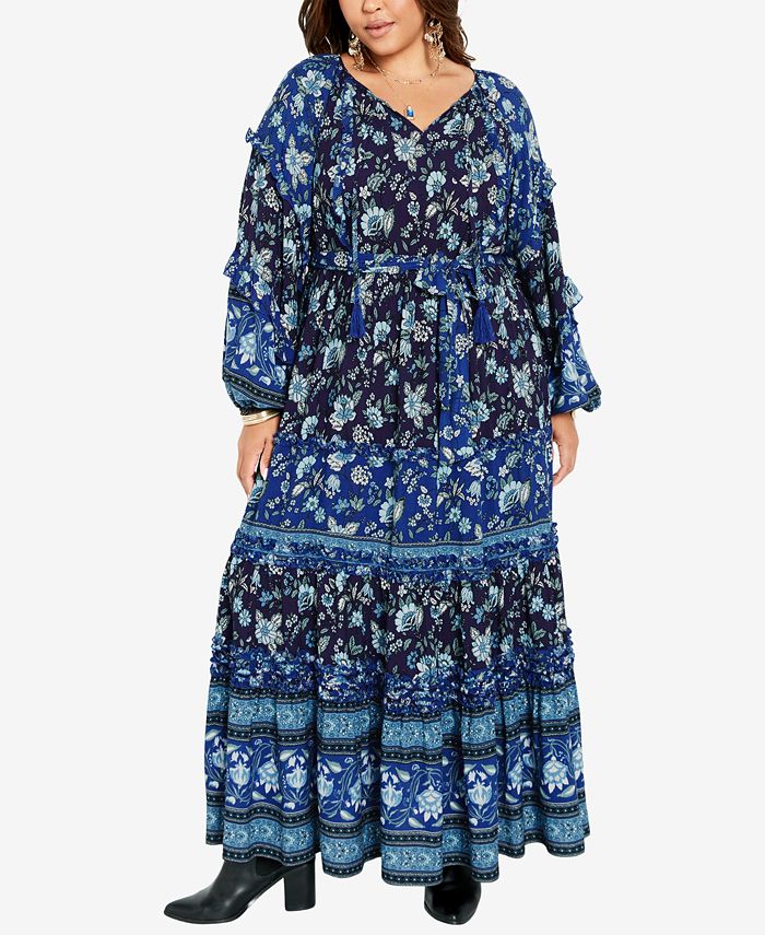 AVENUE Plus Size Willow Border Maxi Dress - Macy's