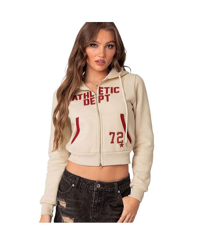 Edikted Women's Athletic Dept cropped zip up hoodie - Macy's