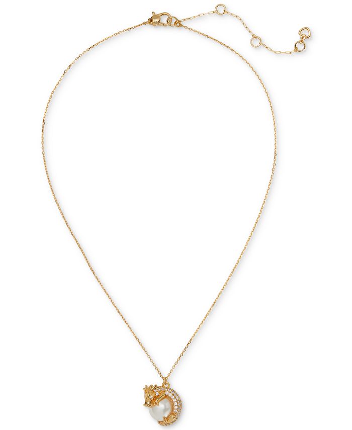 kate spade new york Gold-Tone Pavé & Imitation Pearl Dragon Pendant ...